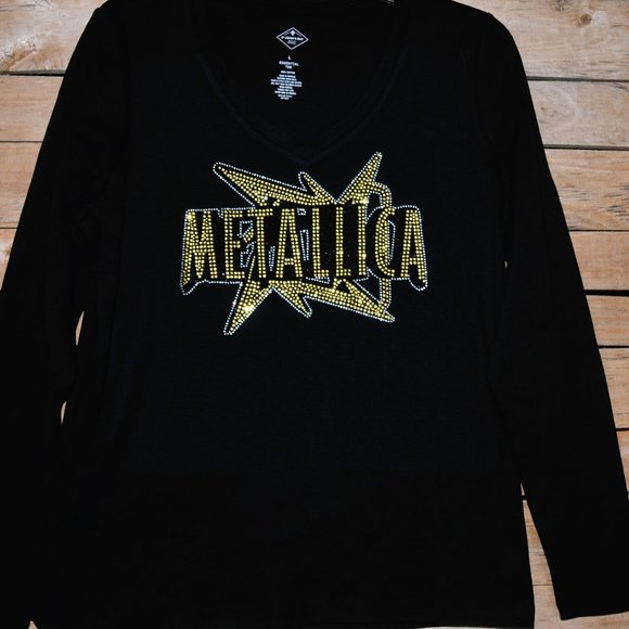 custom made rhinestone shirt | Tops | Metallica Rhinestone Bling Black ...